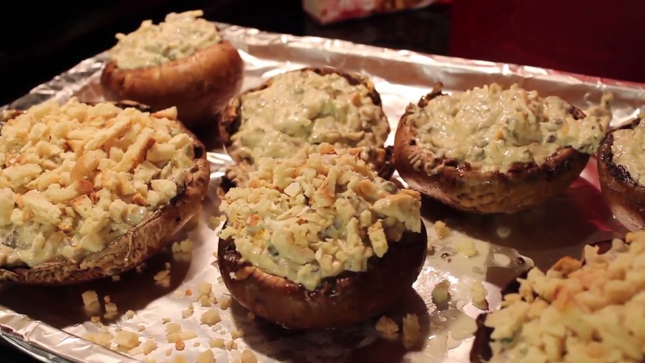 Veggie-stuffed cream cheese mushrooms recipe