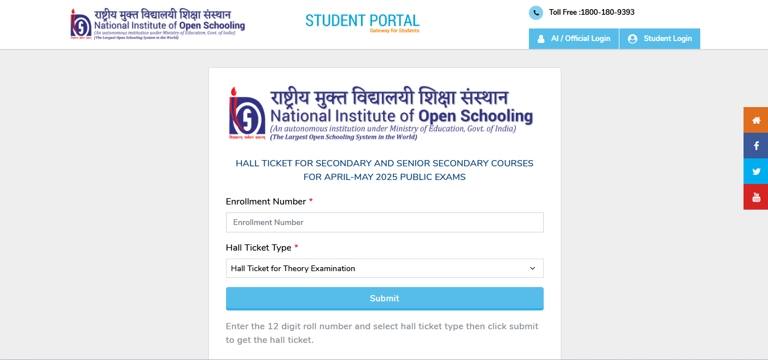 NIOS admit card 2025 released for Class 10, 12 at nios.ac.in: Direct ...