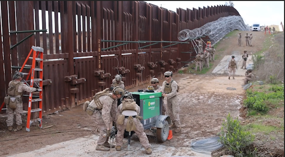 Marines install razor wire at border park, further restricting access