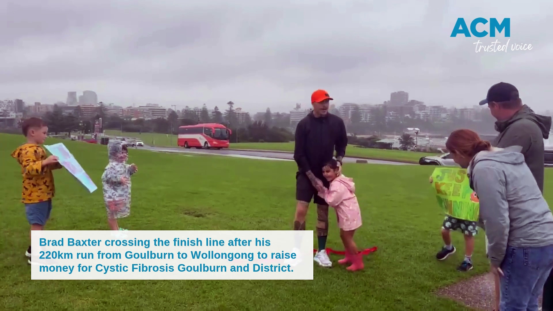 Brad Baxter crossing the finish line