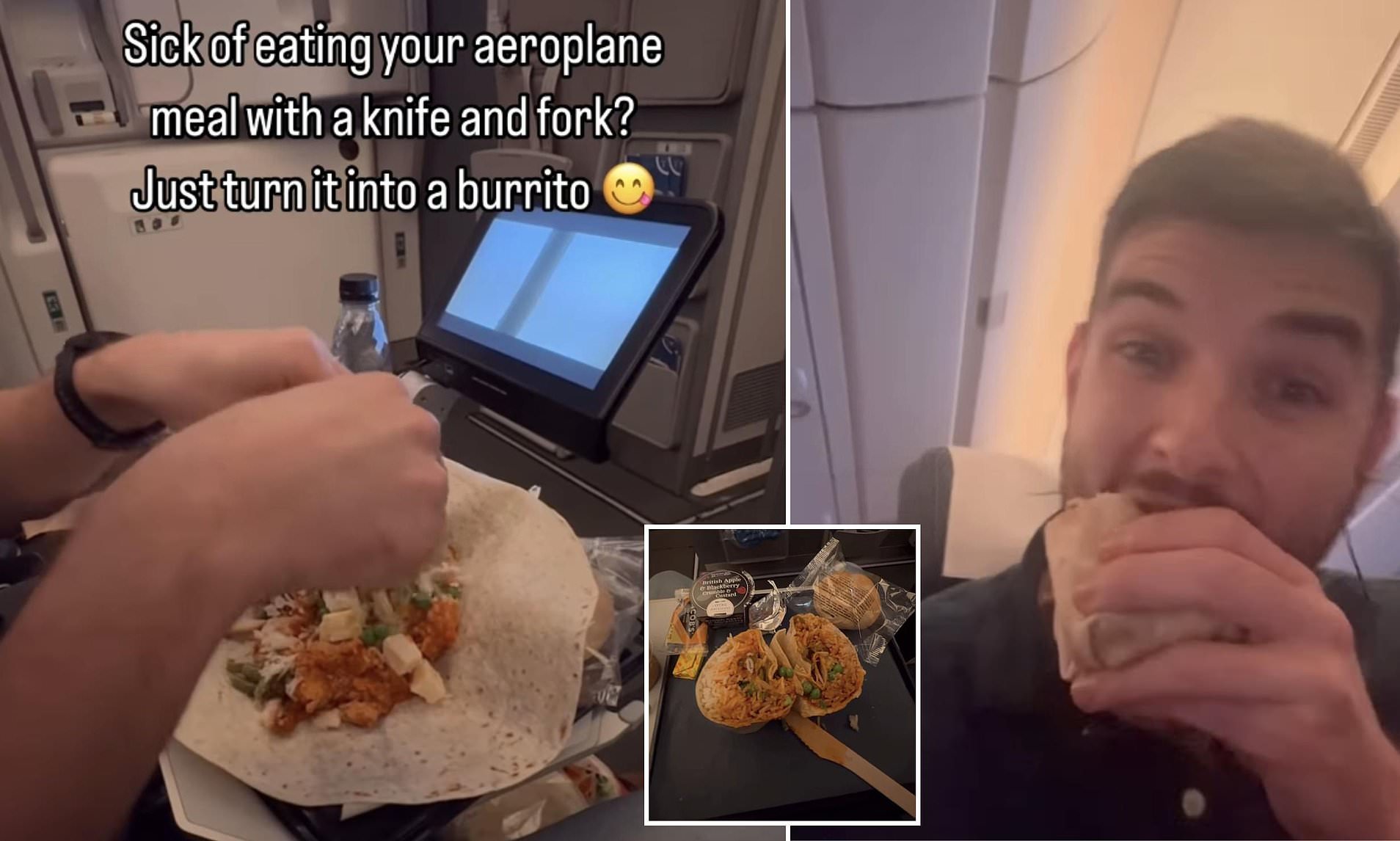 Tourist praised for 'genius' trick for tackling inflight plane food