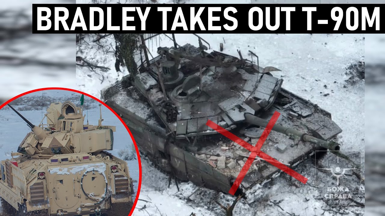 Ukrainian Bradleys Engage Russia’s T-90M Tank in Close Combat