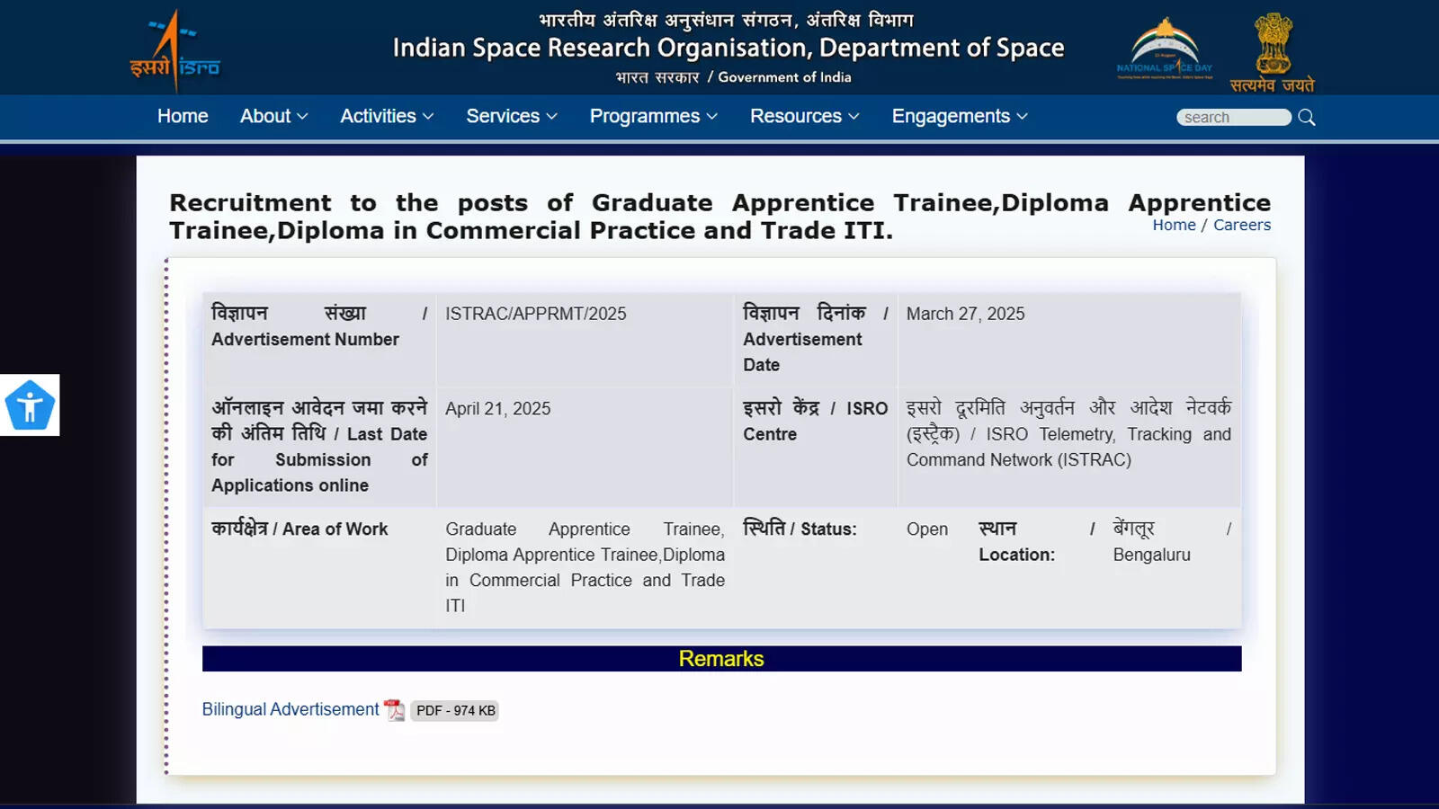 ISRO Apprentice Recruitment 2025: Apply online on nats.education.gov.in ...
