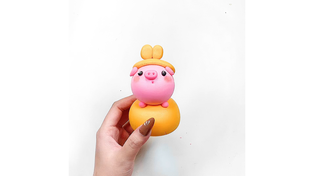 Satisfying Cracking A Cute Pink Pig Character Clay Slime