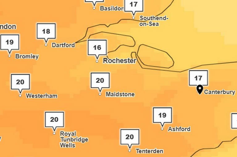 When and where Kent will feel the warmest this week as 20C highs on the way