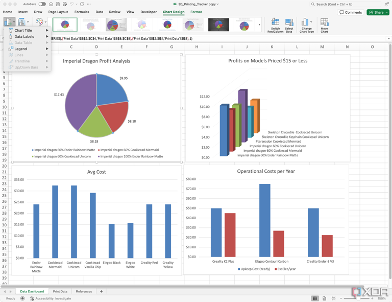 How I visualize my 3D printing data with Excel