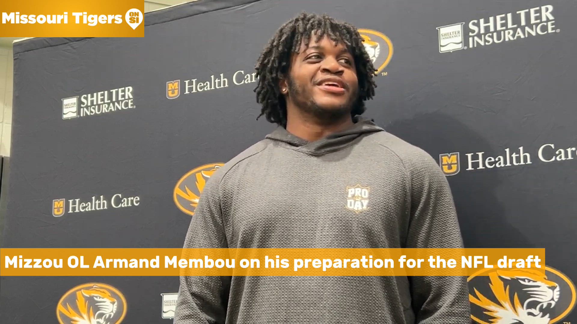 Mizzou OL Armand Membou at the team's Pro Day