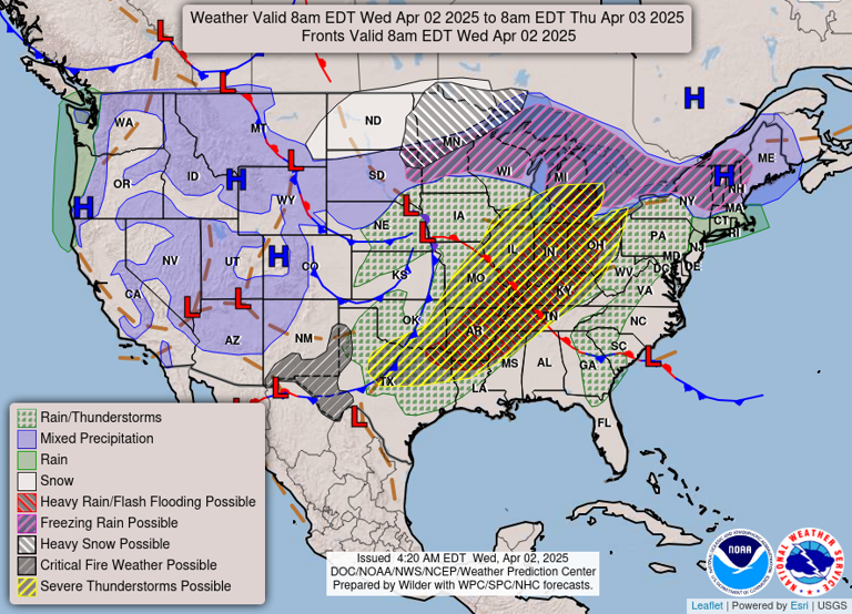 Tornadoes and flash flooding expected as 'catastrophic and potentially ...