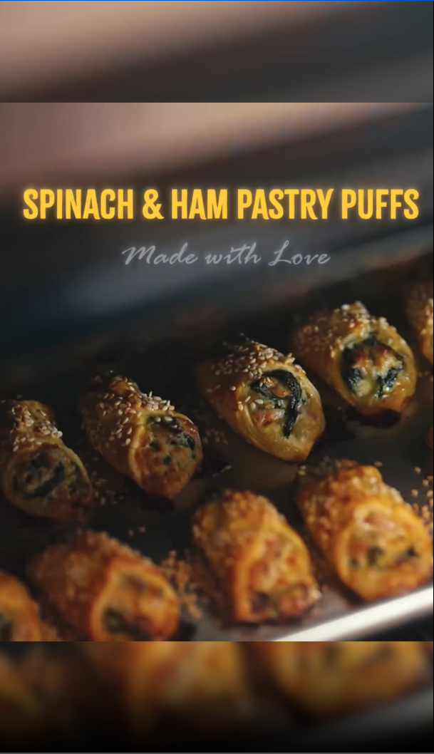 Creamy Spinach & Ham Pastry Puffs