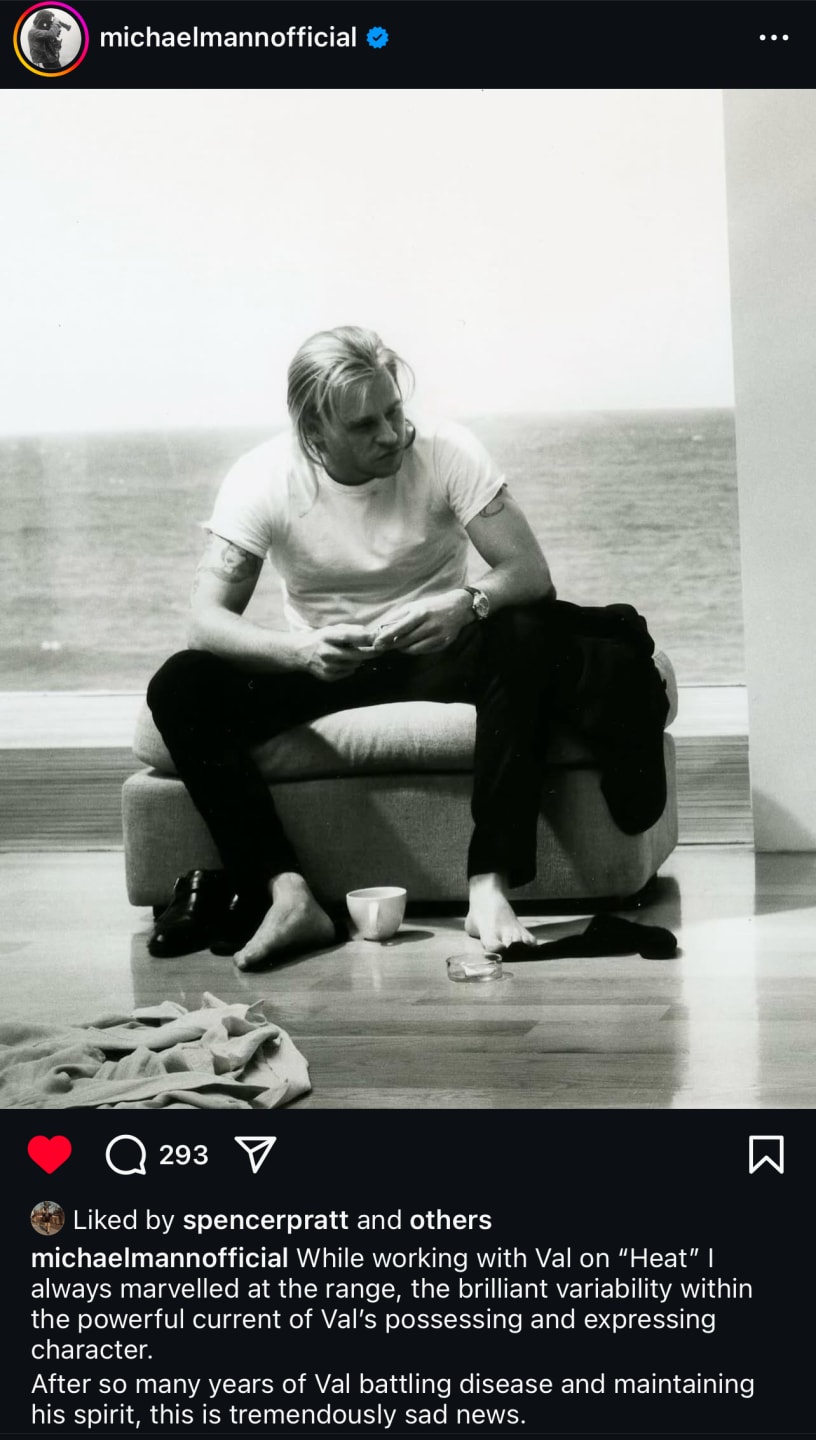 'Heat' and 'Top Gun' Actor Val Kilmer Dead: Michael Mann, Francis Ford ...