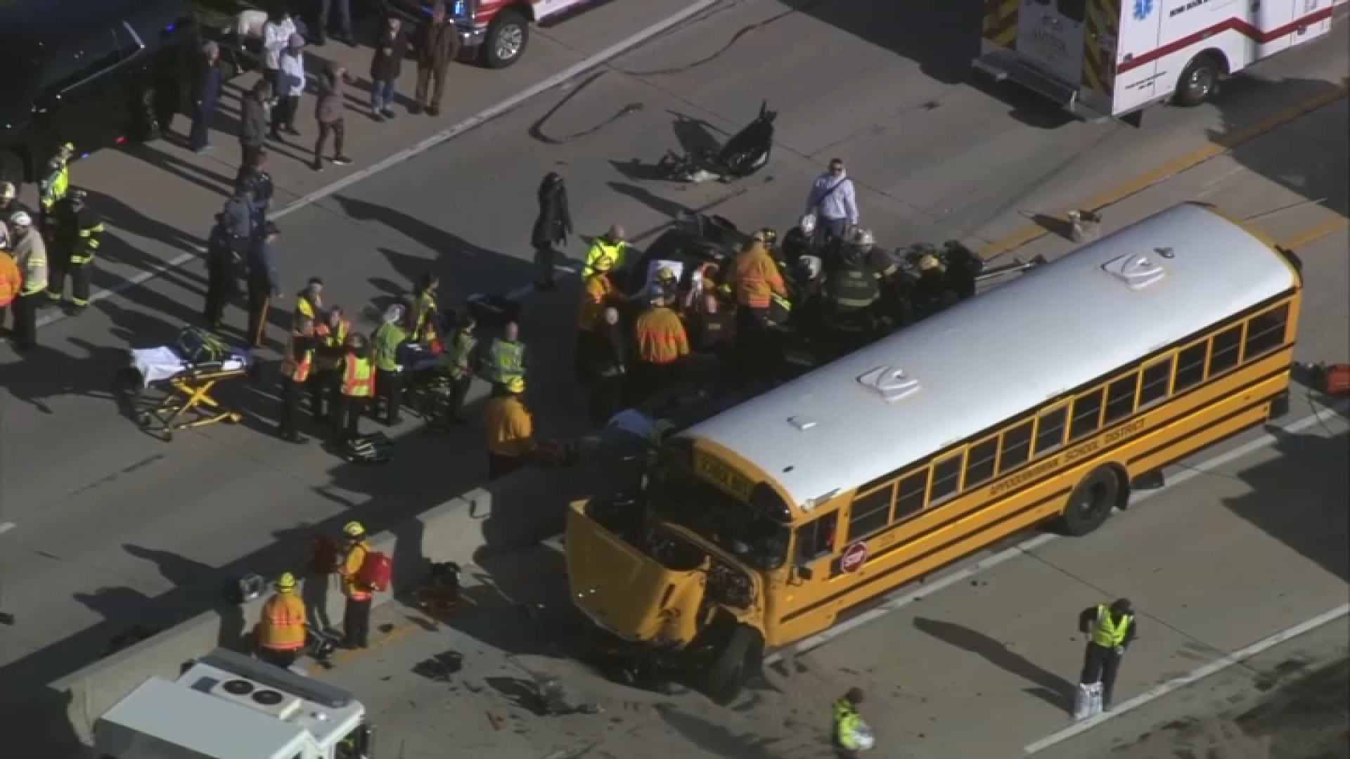 School bus, car collide in Delaware