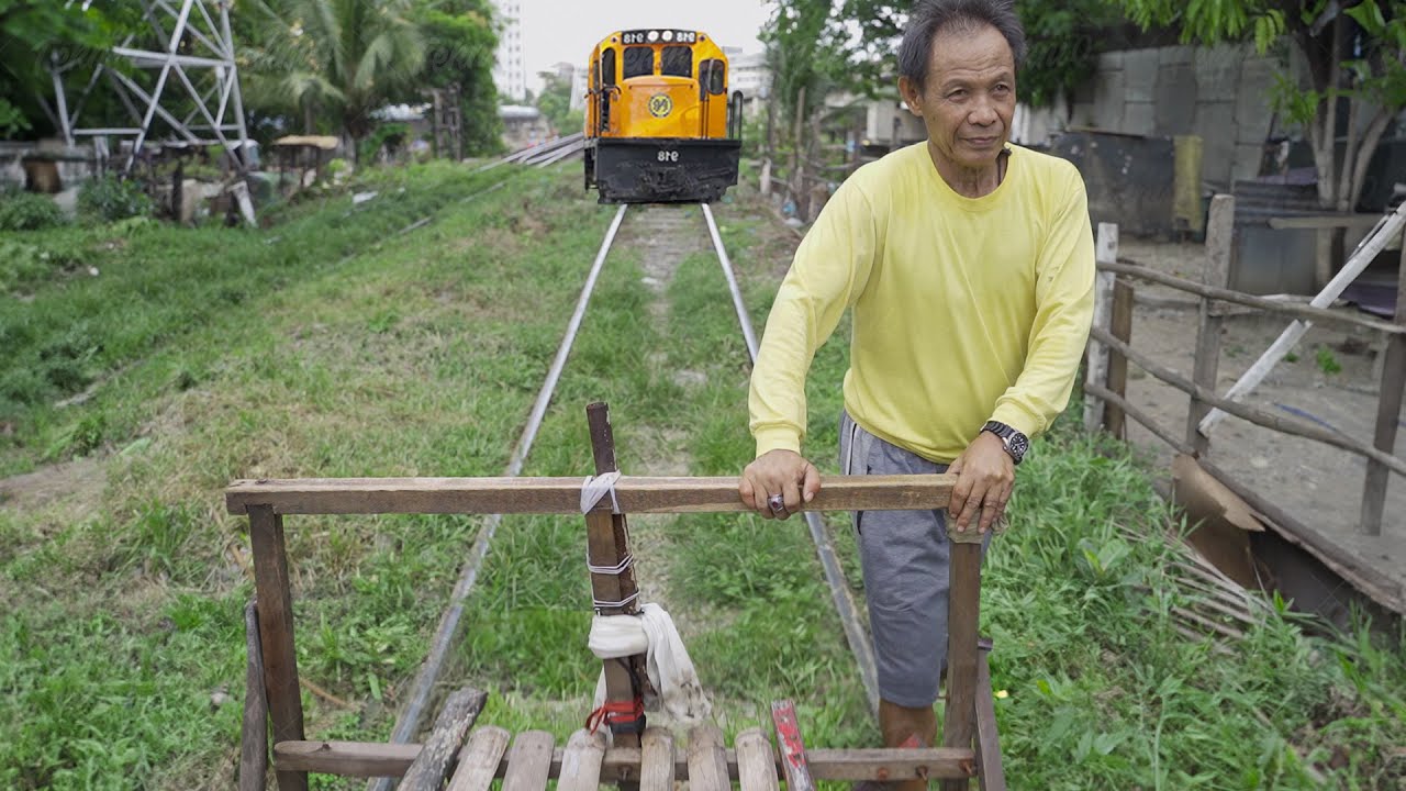 Dangerous Way They Ride Cheap Handmade Trolley in Middle of Giant Trains