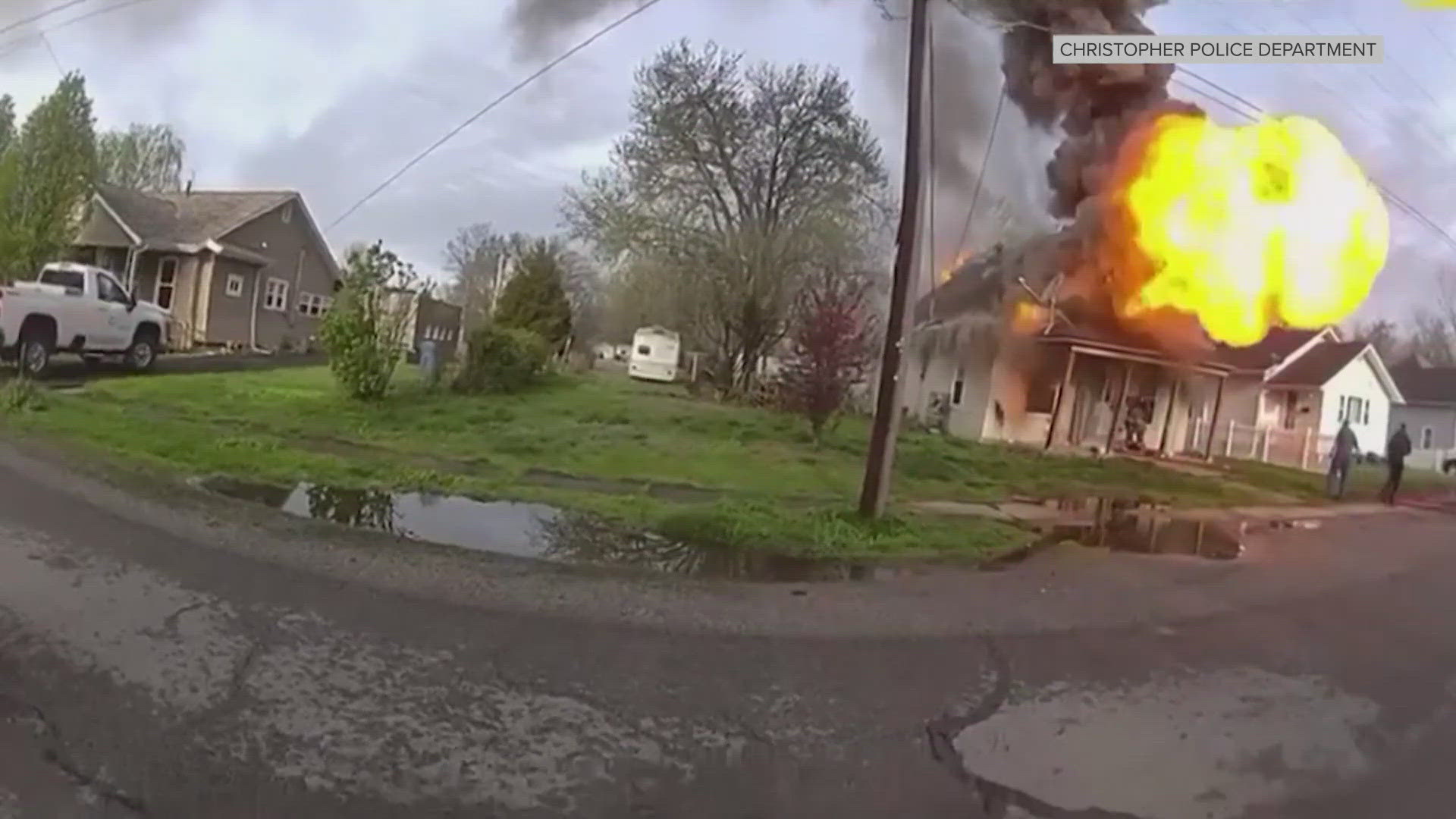 Bodycam video shows firefighter trapped in house explosion