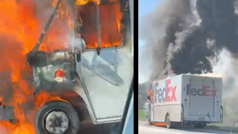 FedEx truck bursts into flames, shuts down Route 283