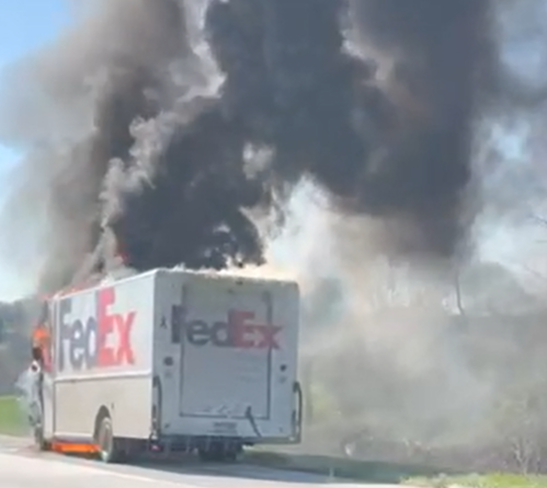 FedEx truck bursts into flames, shuts down Route 283