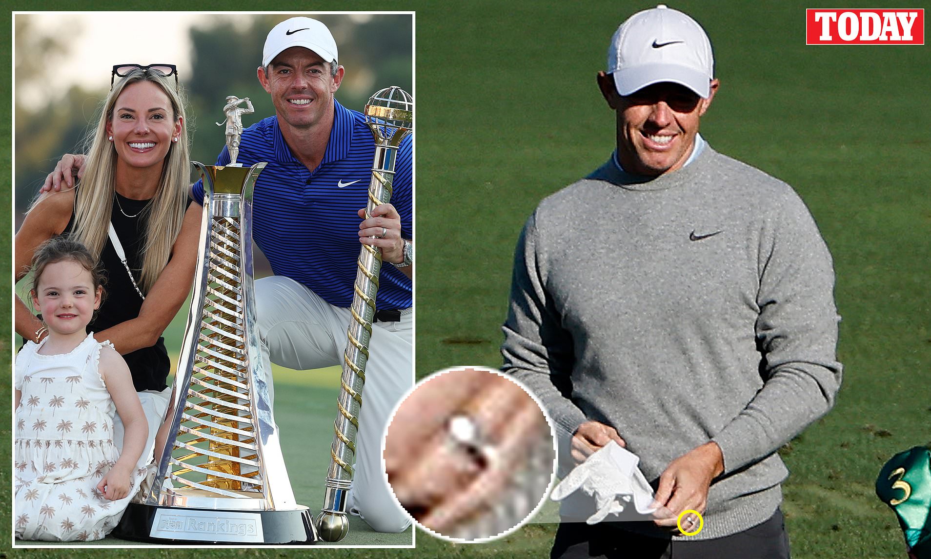 Rory McIlroy pictured wearing wedding ring at the Masters after mending ...