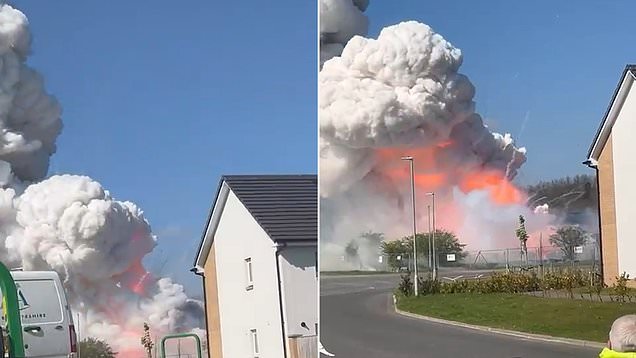 Dramatic moment battery recycling centre explodes causing chaos