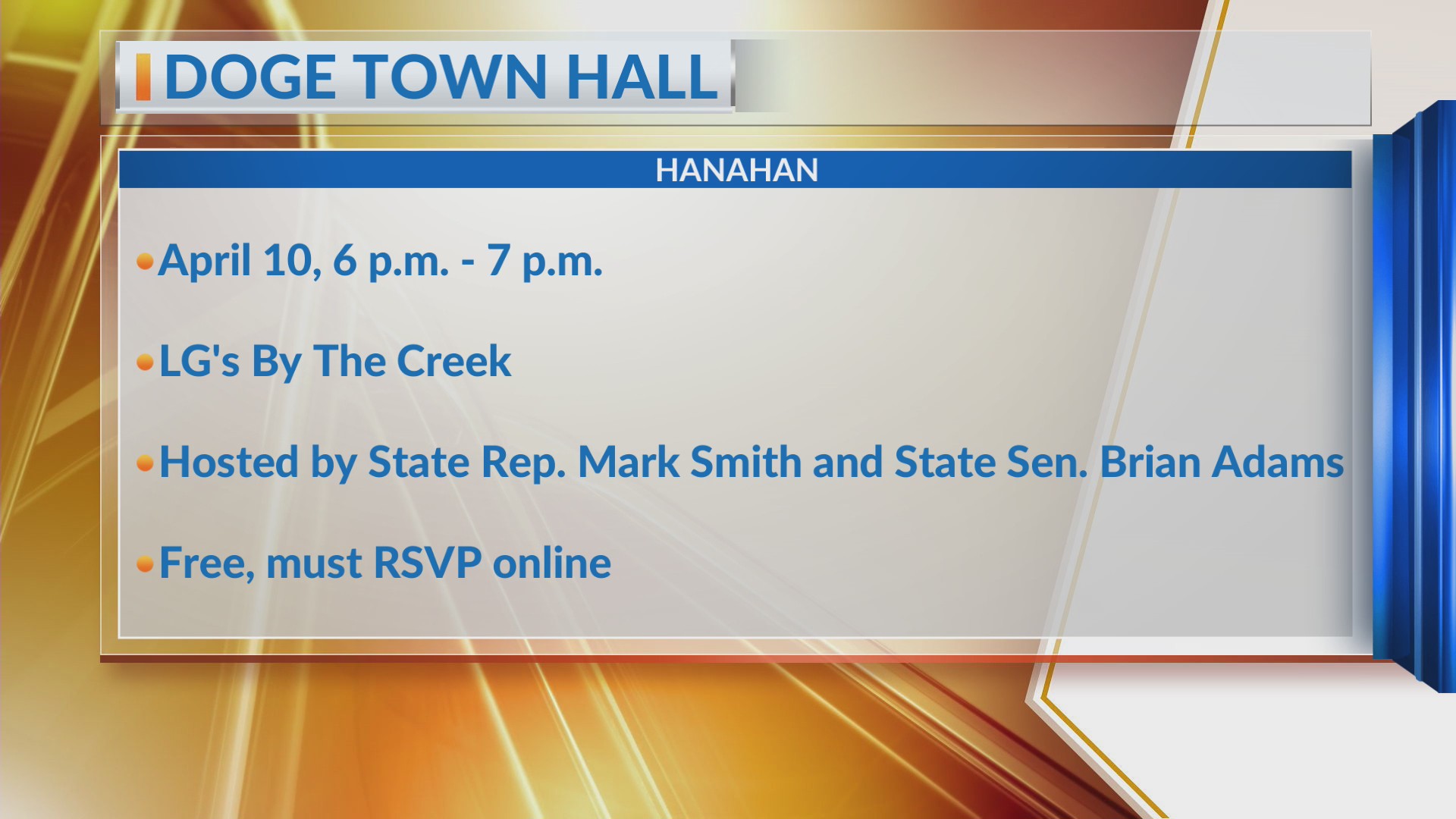 Leaders to hold "DOGE town hall" in Hanahan