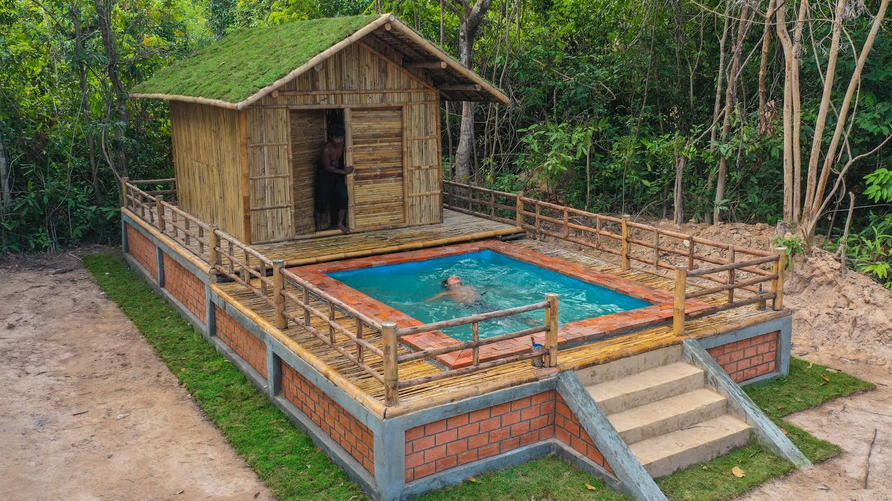 We Built a Bamboo Pool & Cozy Living Room in the Jungle!