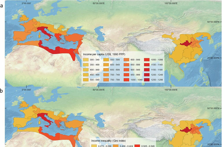 Comparing economic inequality between the Roman Empire and the Han Dynasty