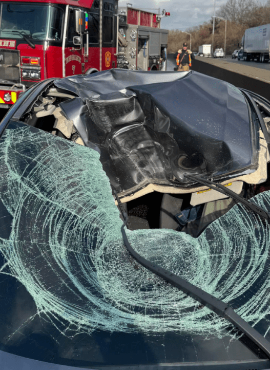 Driver sustains ‘traumatic injuries’ when wheel smashes onto windshield ...