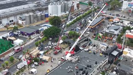 Drone shots show the extent of the destruction of collapsed roof at the ...