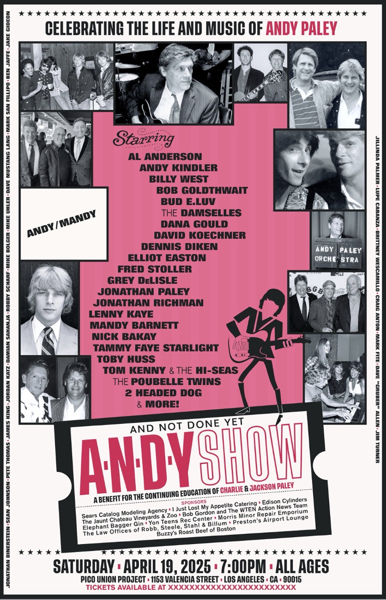 Los Angeles: Andy Paley memorial show on April 19th