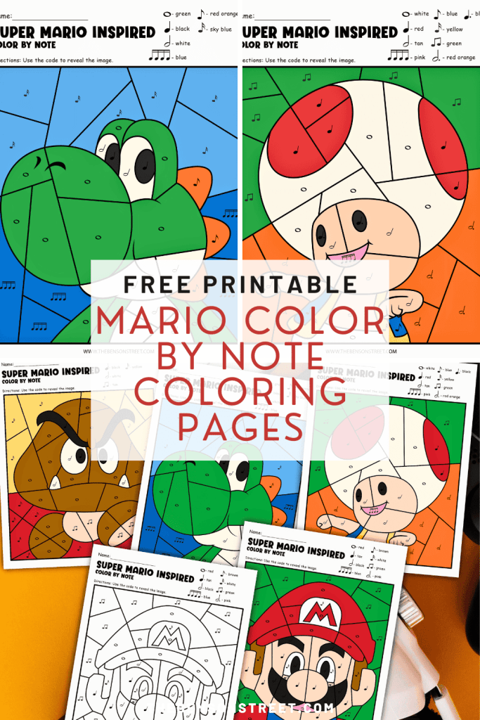 Free Printable Super Mario Color by Note Coloring Pages