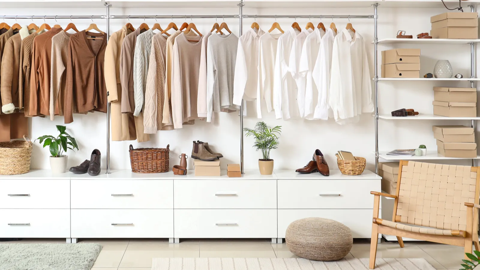 Creative storage solutions for bedrooms without built-in closets