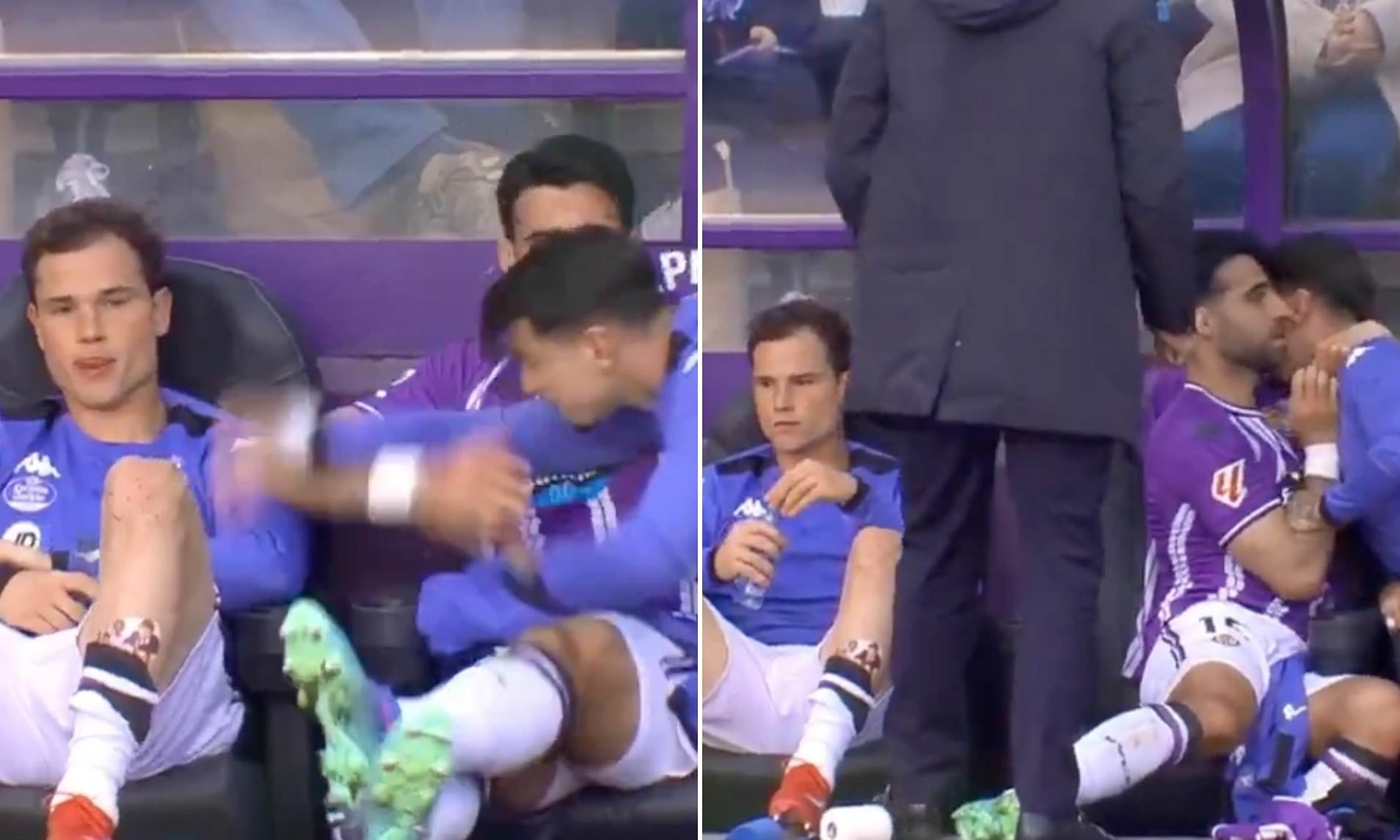 Shocking moment footballer throws punches at teammate in major outburst ...