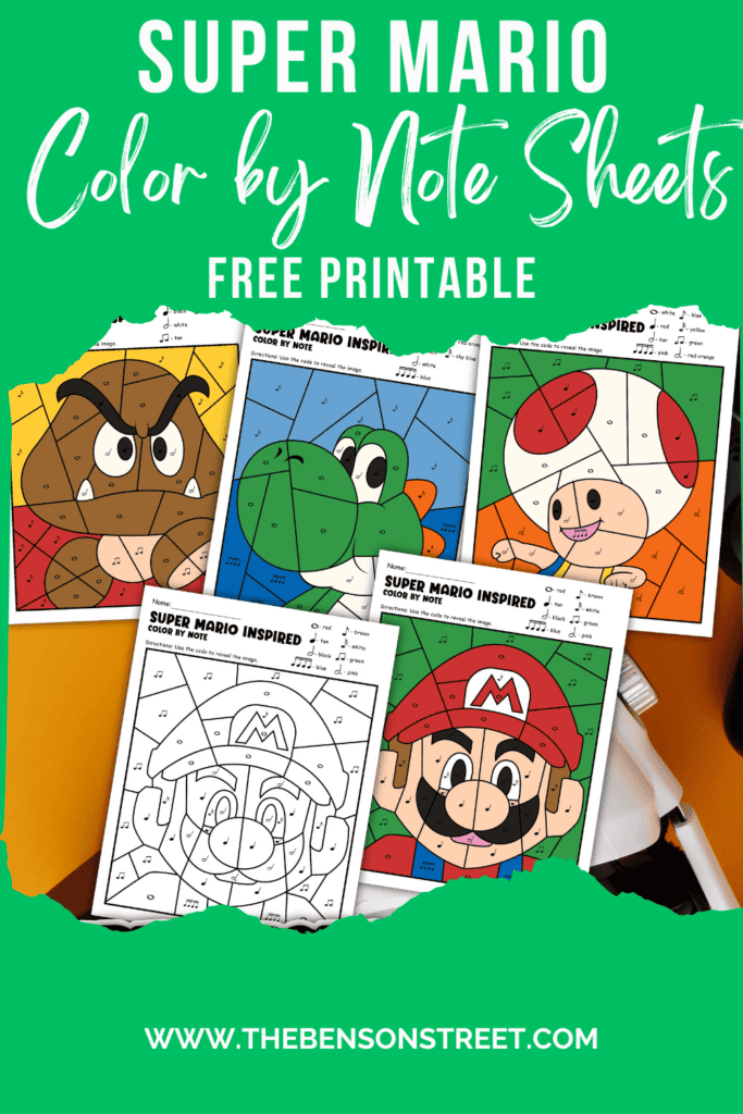 Free Printable Super Mario Color by Note Coloring Pages