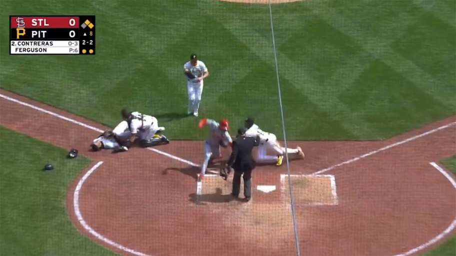 Pirates Somehow Recorded an Out After Two Players Collide Near Home Plate