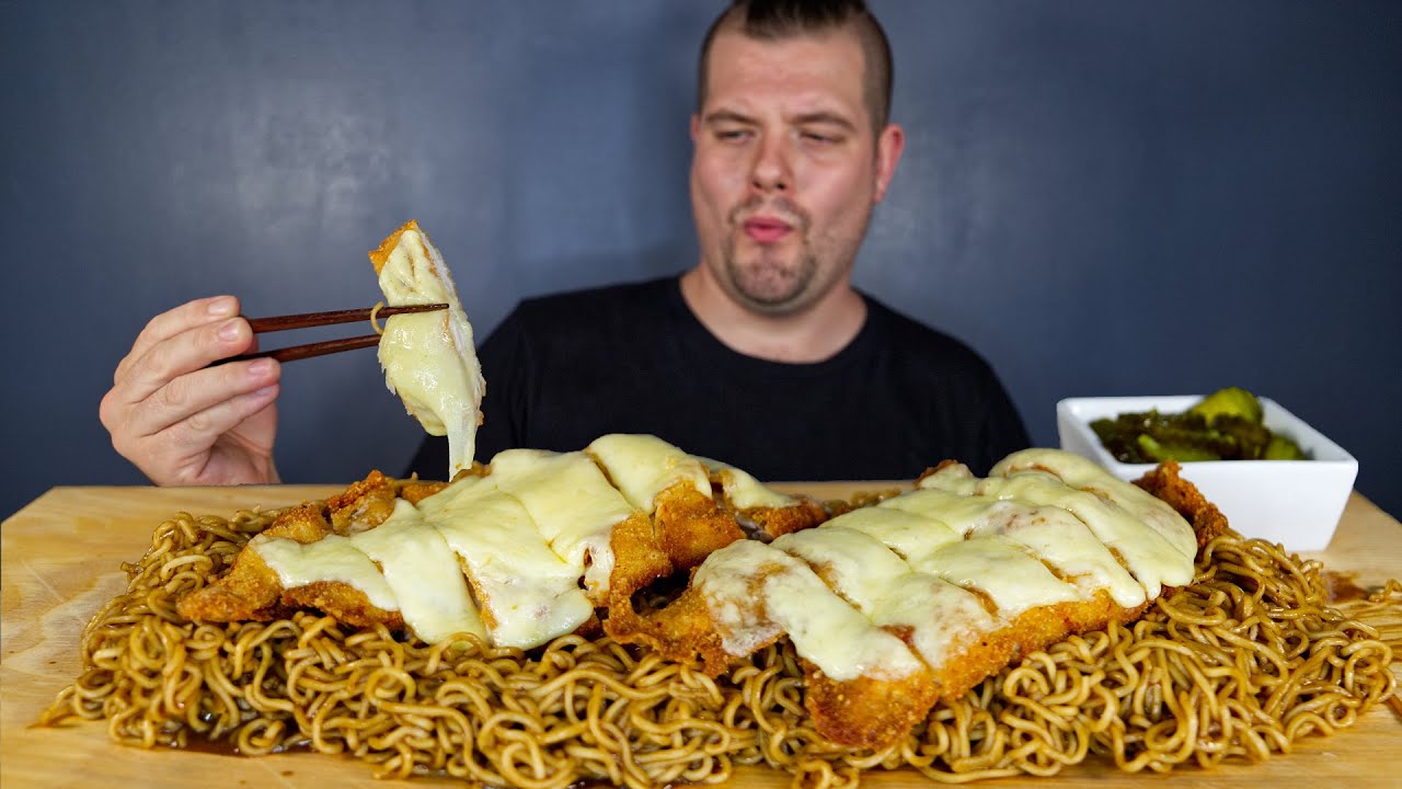 ASMR Cheesy Chicken Katsu & Spicy Jjajangmyeon | Dave Kay ASMR