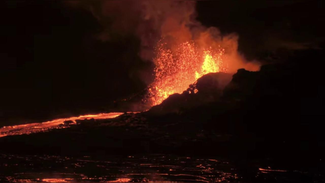 Lava fountains spew from Kilauea Volcano in Hawaii