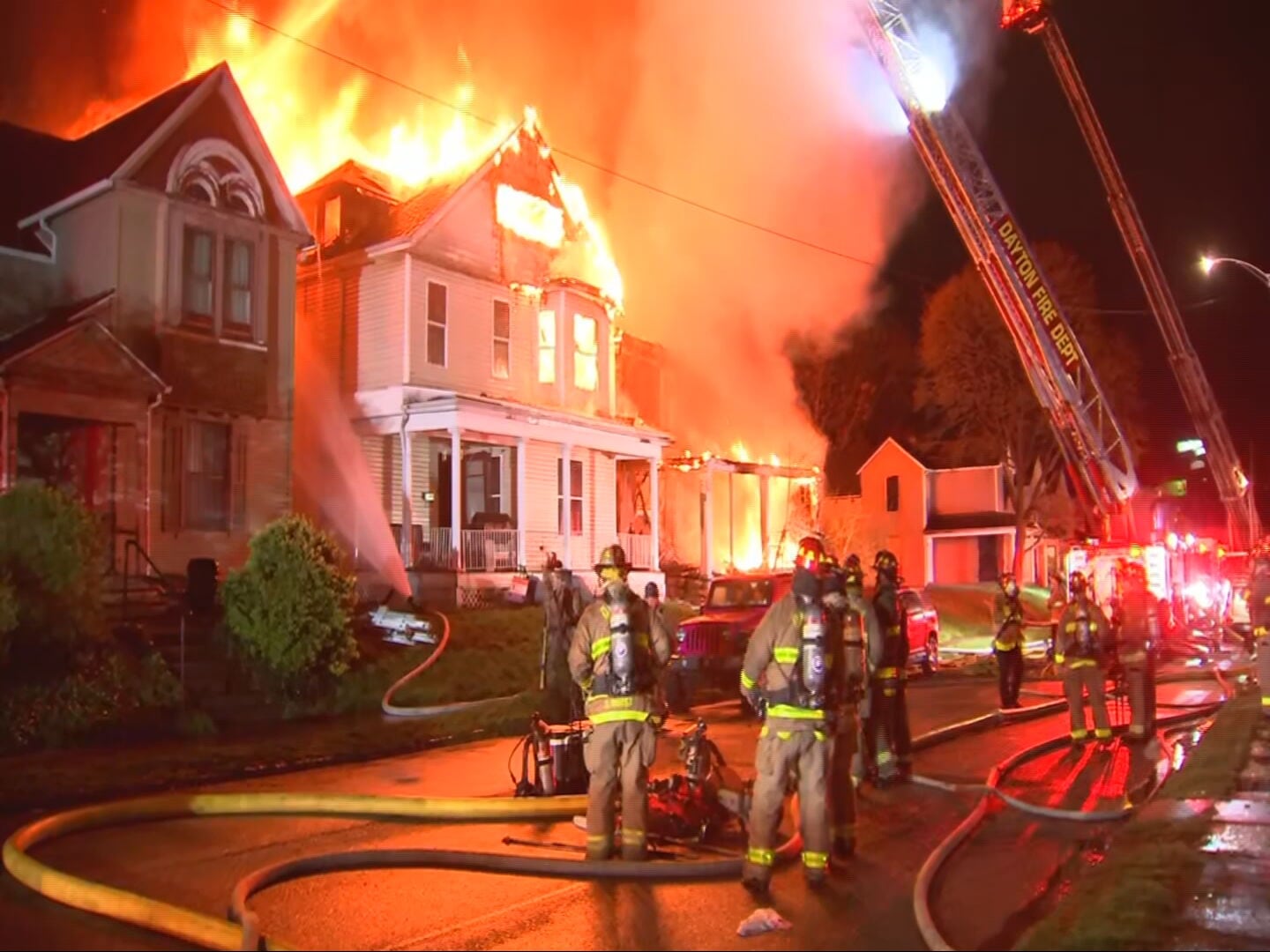 Fire destroys 1 home, damages another in Dayton; 2 firefighters treated ...