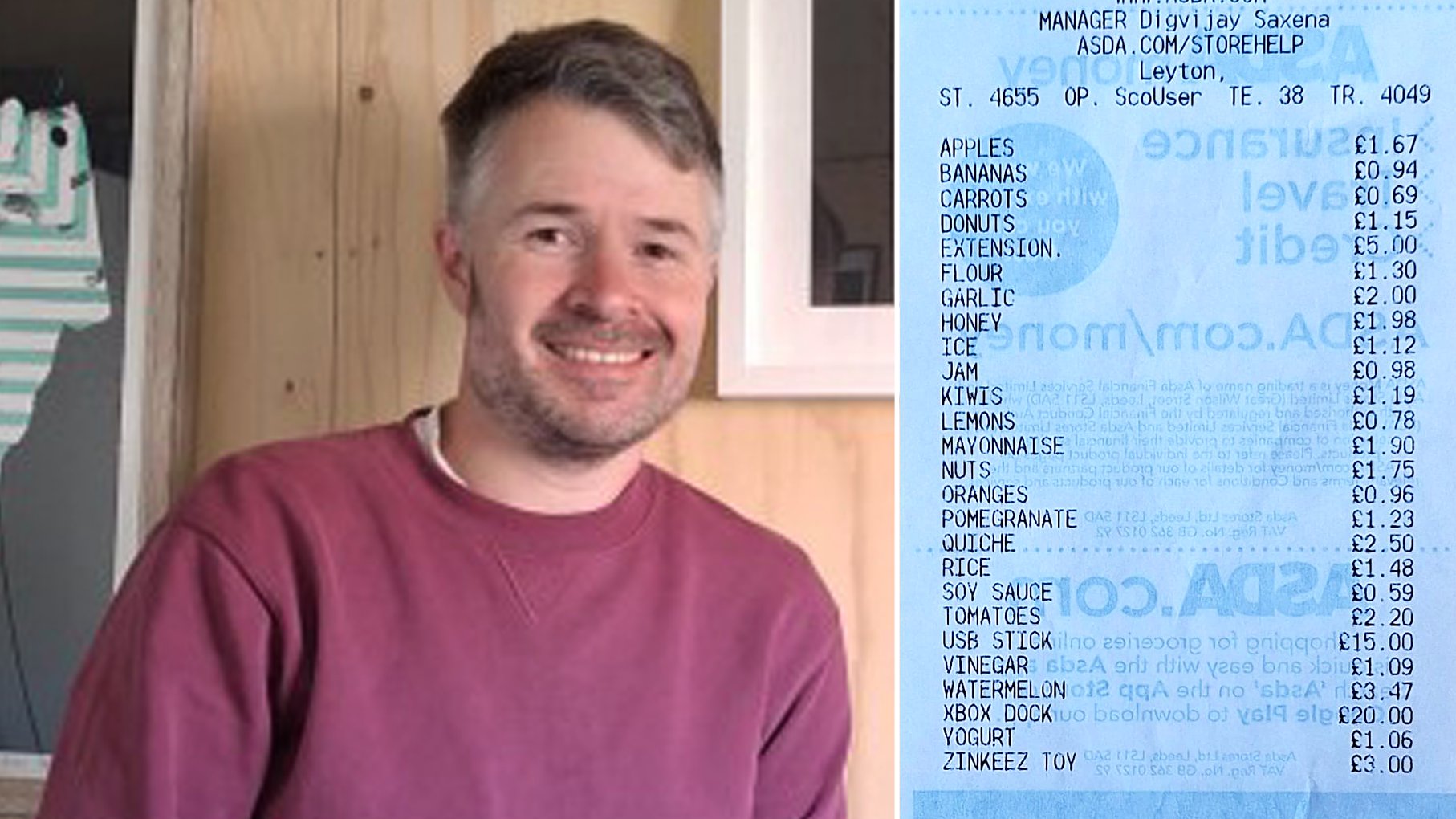 Receipt artist creates supermarket bills with A to Z of items and a ...