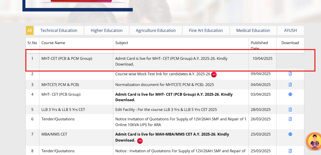 MHT CET admit card 2025 released for PCM subjects: Direct link to ...