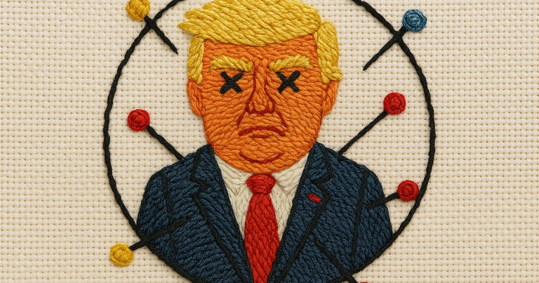 Trine broderer nålepuder med Donald Trump - og du kan få opskriften ...