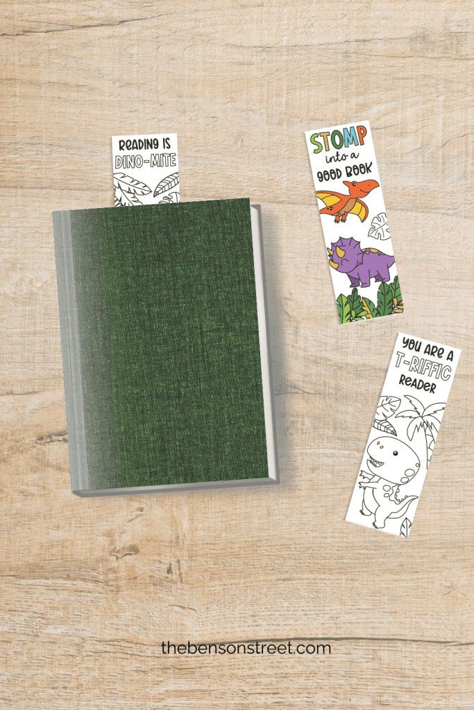 Free Printable Dinosaur Coloring Bookmarks: 5 Designs