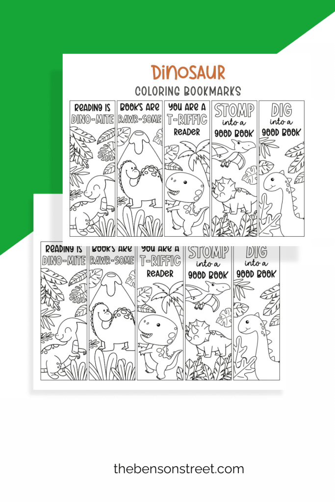 Free Printable Dinosaur Coloring Bookmarks: 5 Designs