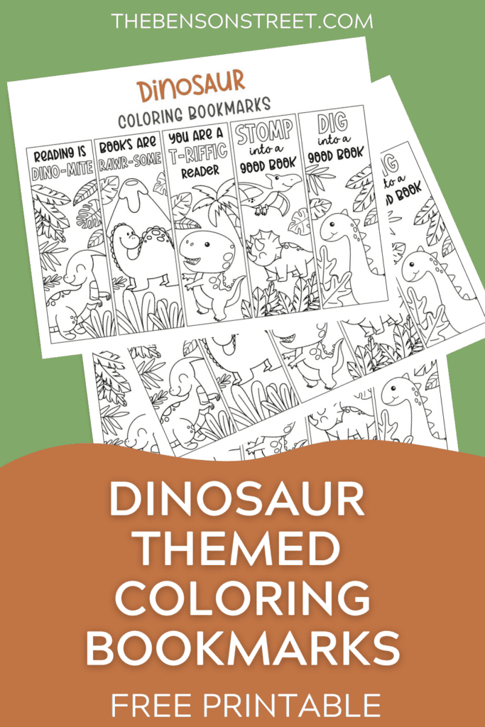 Free Printable Dinosaur Coloring Bookmarks: 5 Designs