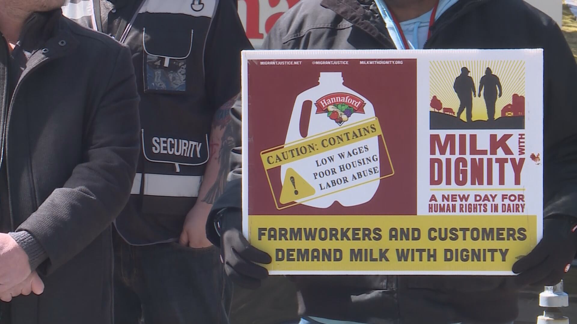 Protest calls on Hannaford to protect dairy workers