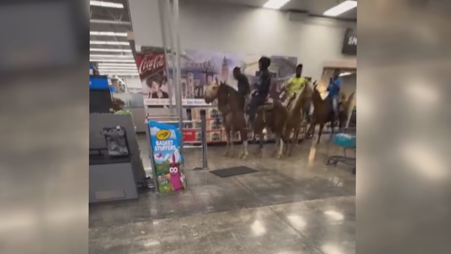 4 people “Horse Around” inside Baker Walmart