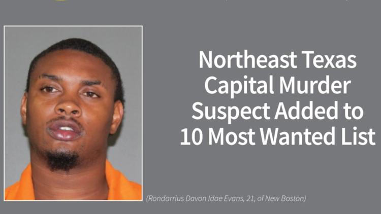 East Texas man wanted on 2 counts of capital murder added to state's Top 10 Most Wanted List