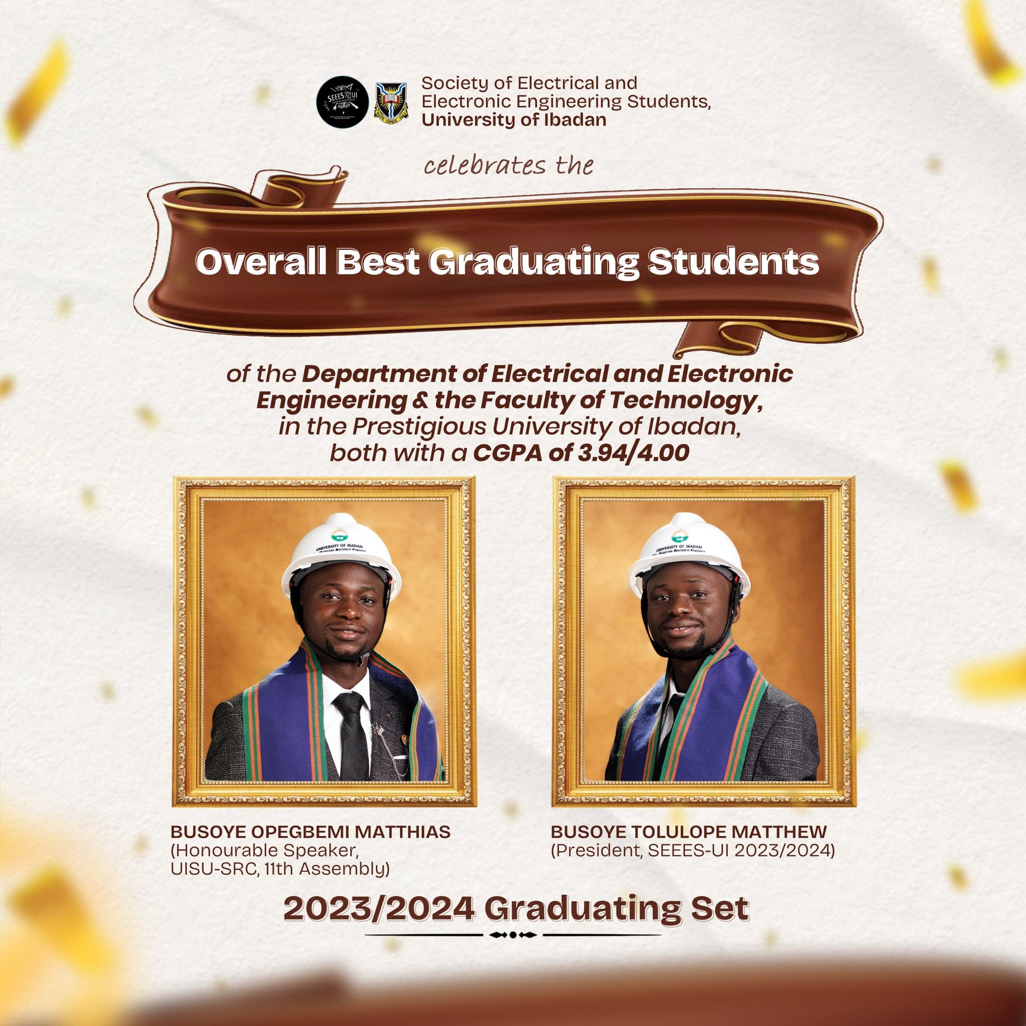 Incredible feat: Twin brothers shine at UI, graduate best in department, faculty with same CGPA