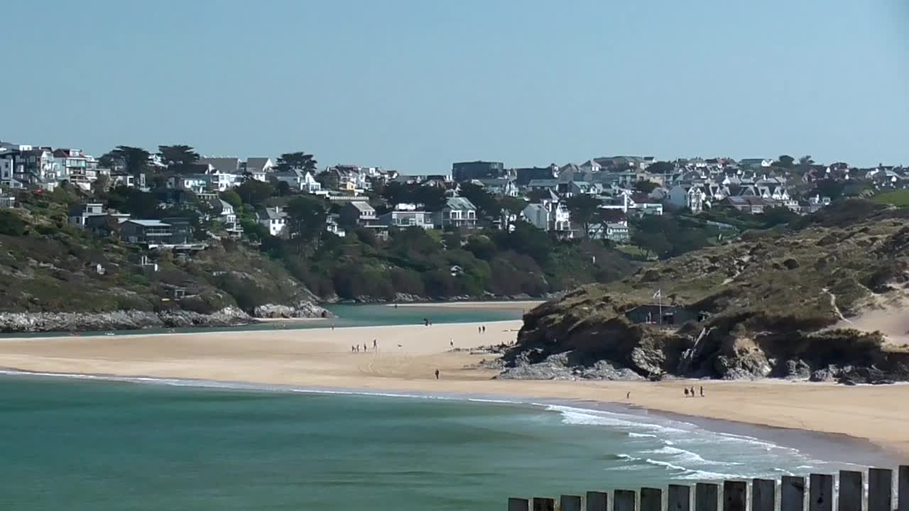 Pentire Headland Newquay, Viewed panoramically from Crantock, Cornwall, UK