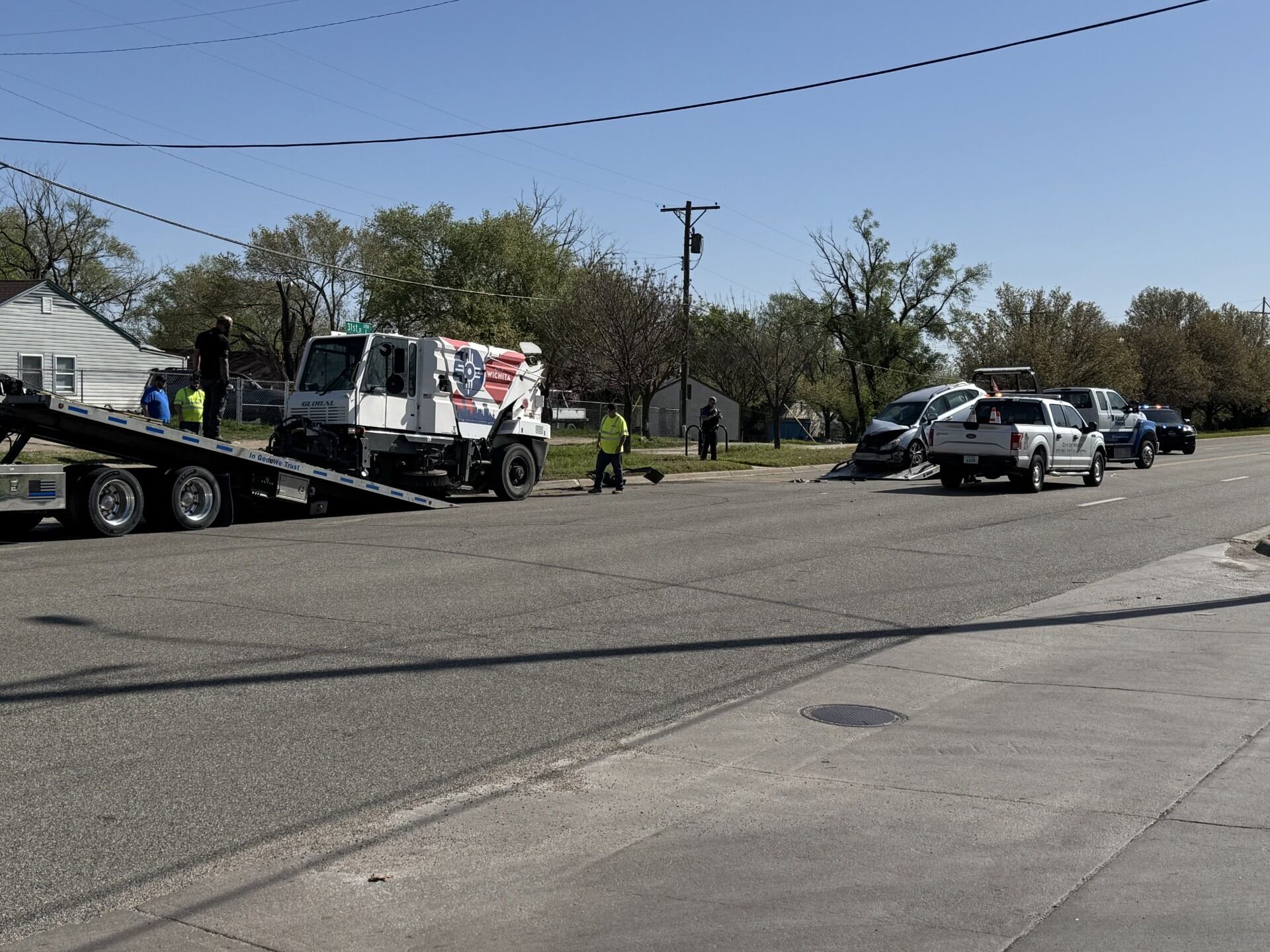2 injured in crash involving street sweeper in south Wichita