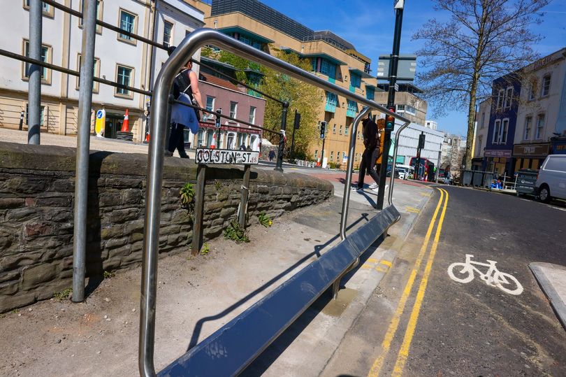 Bristol's first 'leaning rail' for cyclists installed