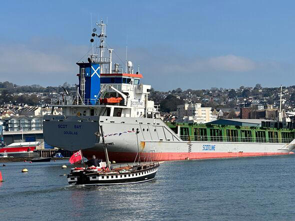 Massive ship stuck in Devon harbour after running aground