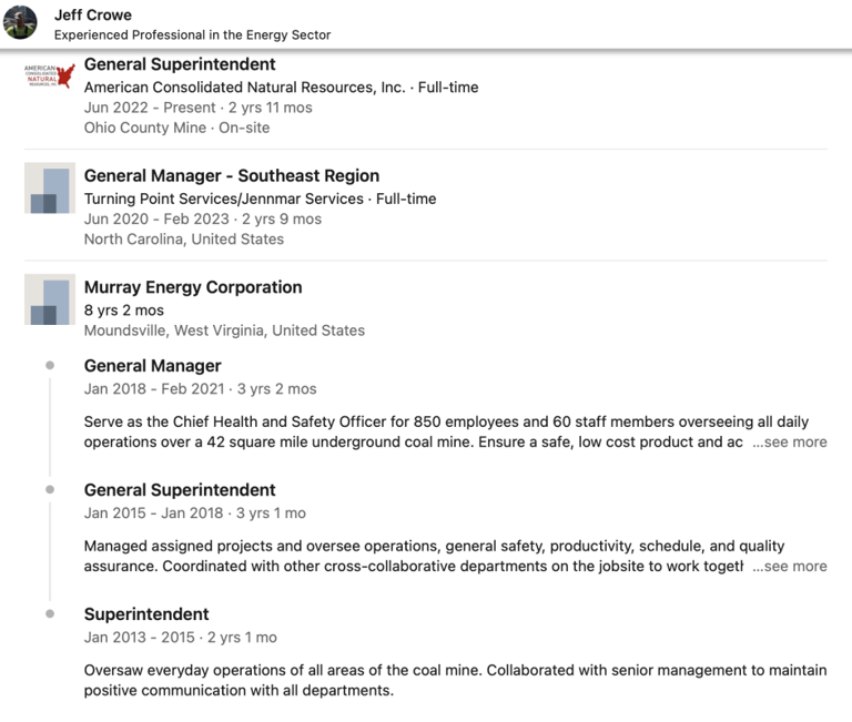 Second Trump White House “Coal Miner” Identified As Company Management